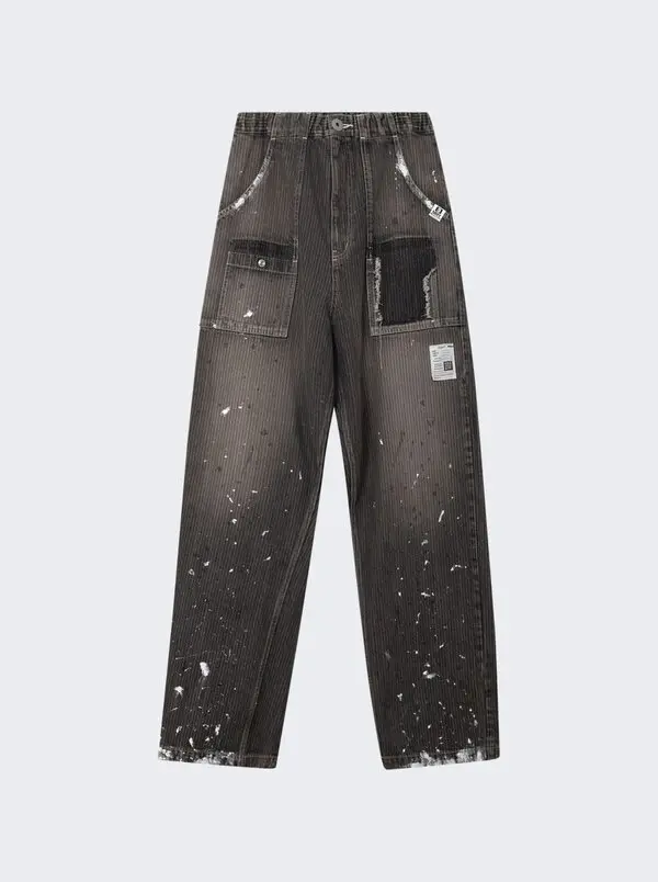 Mihara Yasuhiro Stripe Denim Bush Pants - Black