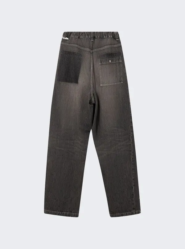 Mihara Yasuhiro Stripe Denim Bush Pants - Black