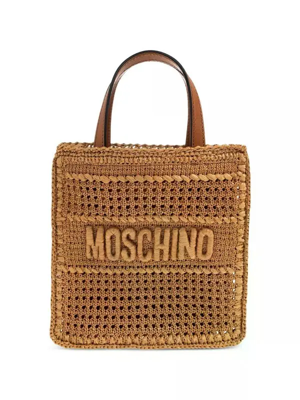 Moschino Embroidered Woven Tote Bag