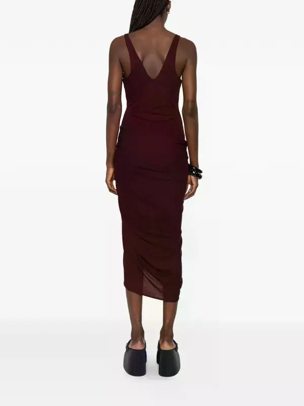 Attico Ruched V-neck Midi Dress