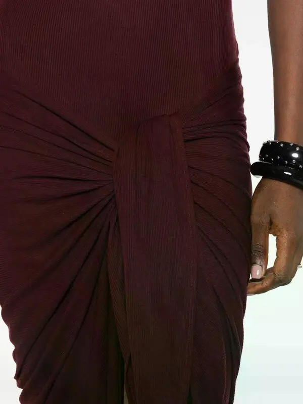 Attico Ruched V-neck Midi Dress