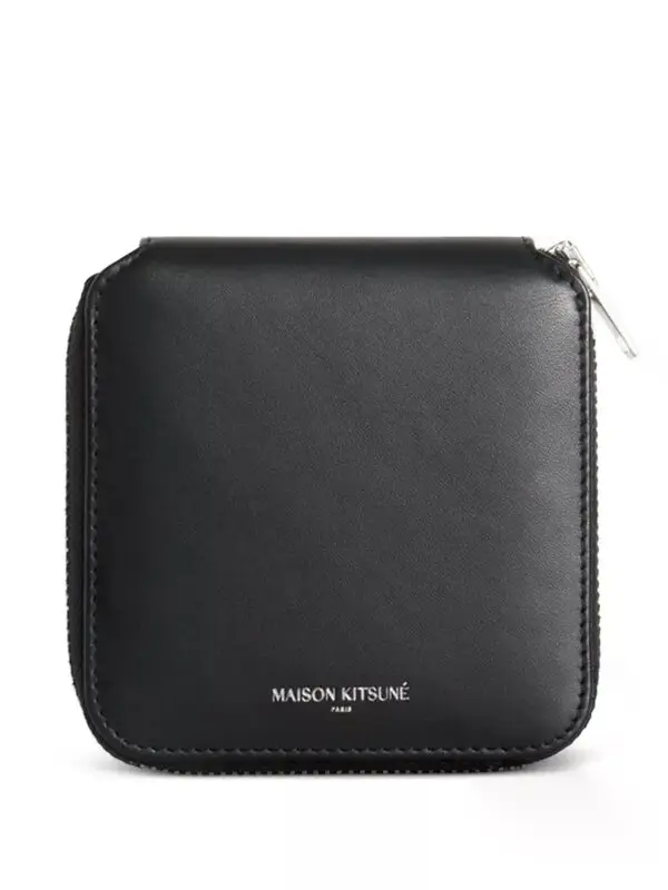 Maison Kitsuné Logo-print Zip-around Wallet - Black