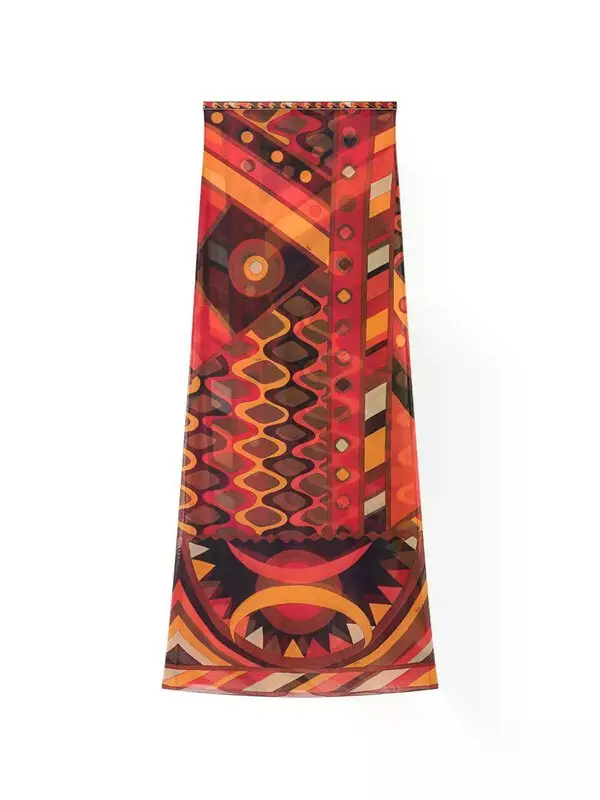 Emilio Pucci Printed Mesh Maxi Skirt - Red