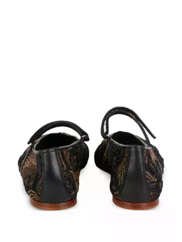 LORENA PAGGI Lace-embroidered Touch-strap Flat Pumps