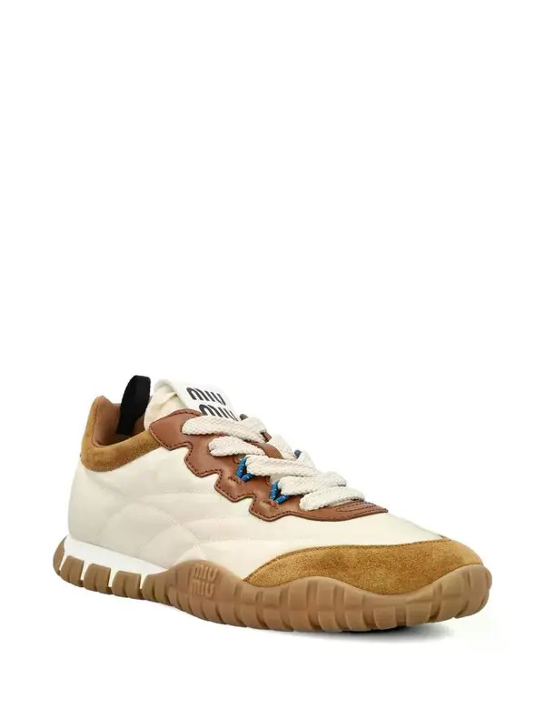 Miu Miu Tyre Panelled Sneakers - Neutrals