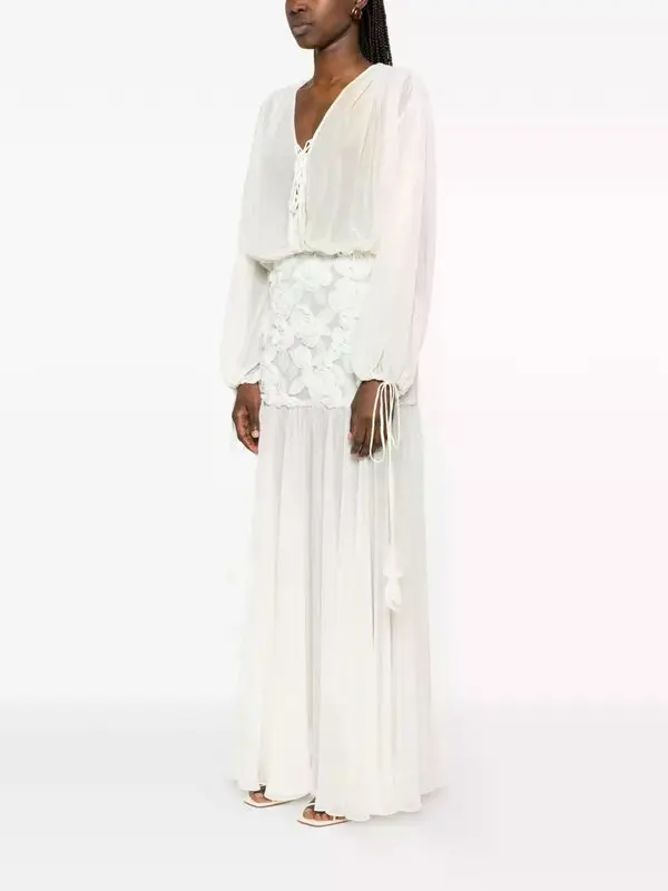 NISSA Floral Appliqué Maxi Dress