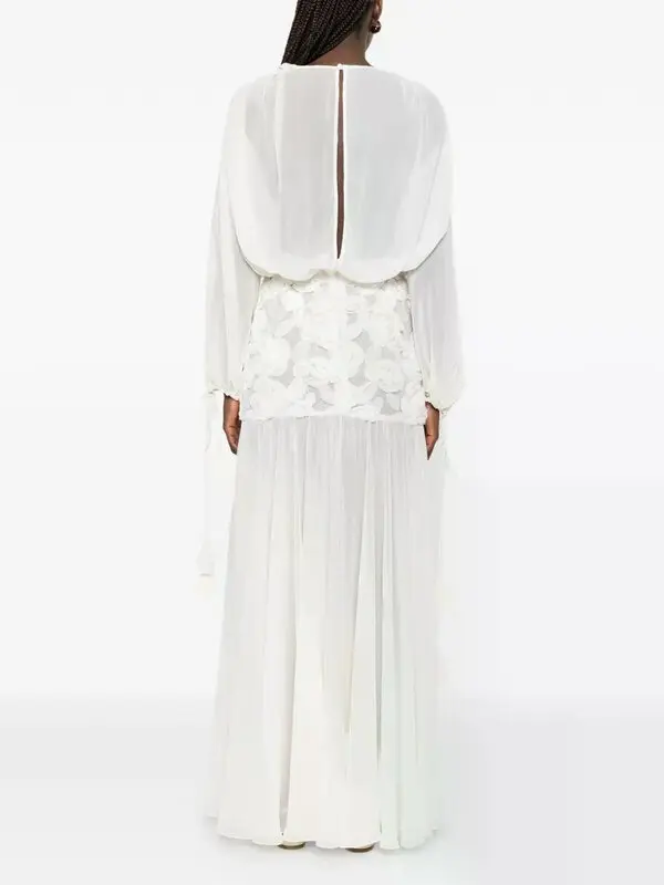 NISSA Floral Appliqué Maxi Dress