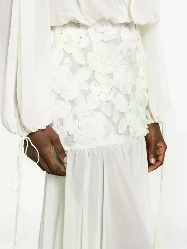 NISSA Floral Appliqué Maxi Dress