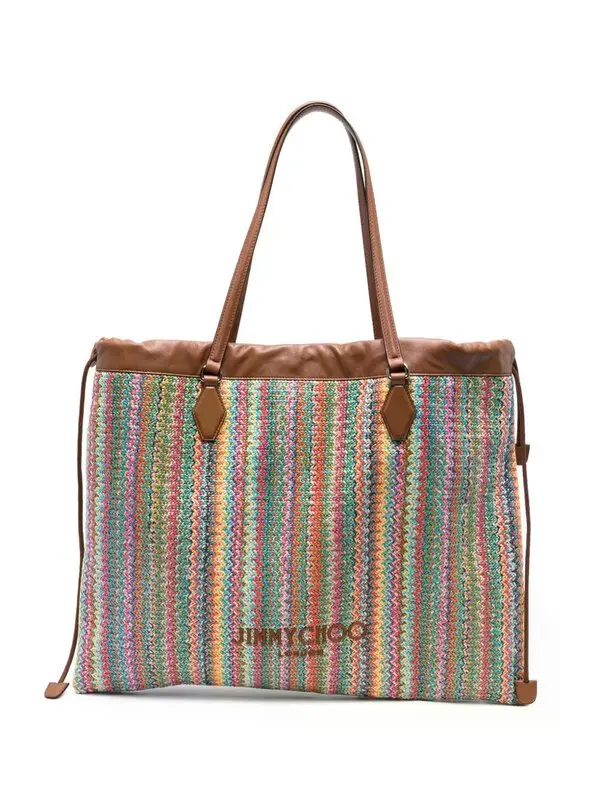 JIMMY CHOO Chevron Knit Drawstring Tote Bag