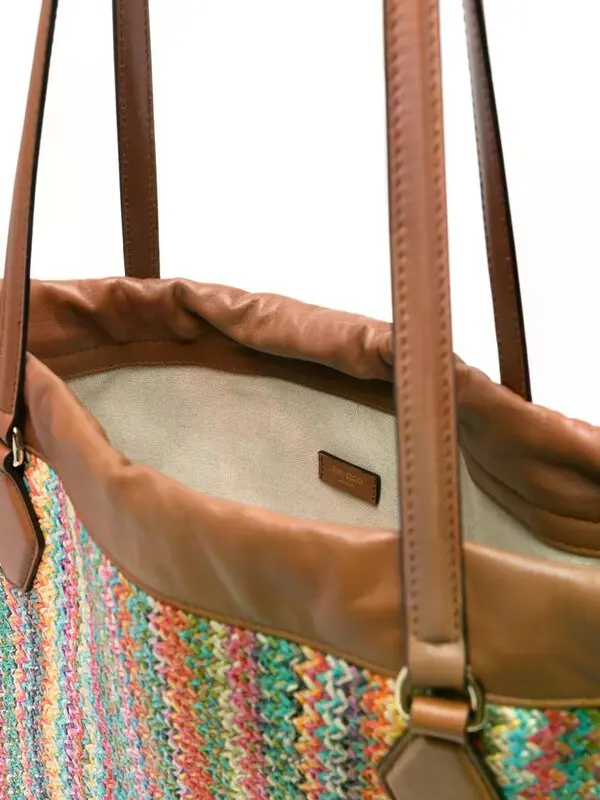 JIMMY CHOO Chevron Knit Drawstring Tote Bag