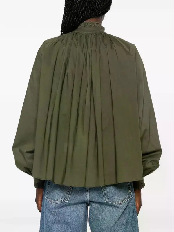 PT TORINO Ruffled Mock Neck Puff Sleeve Blouse