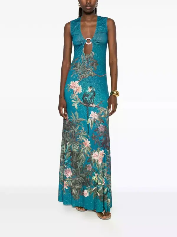 MAZZEI Patterned Cut-out Maxi Dress