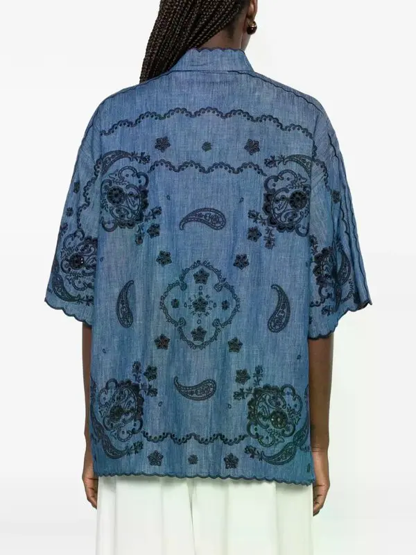 Zimmermann Aster Paisley Embroidered Scalloped Blouse