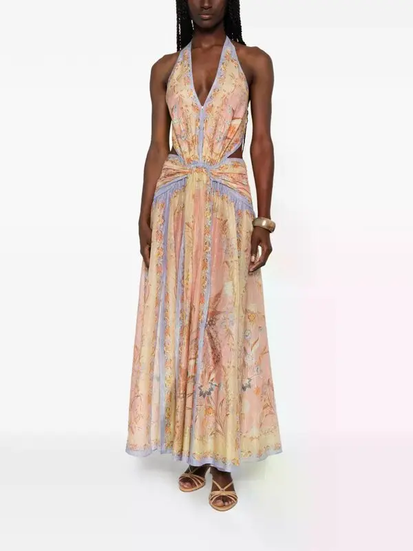 Zimmermann Indra Plunge-neck Maxi Dress - Neutrals