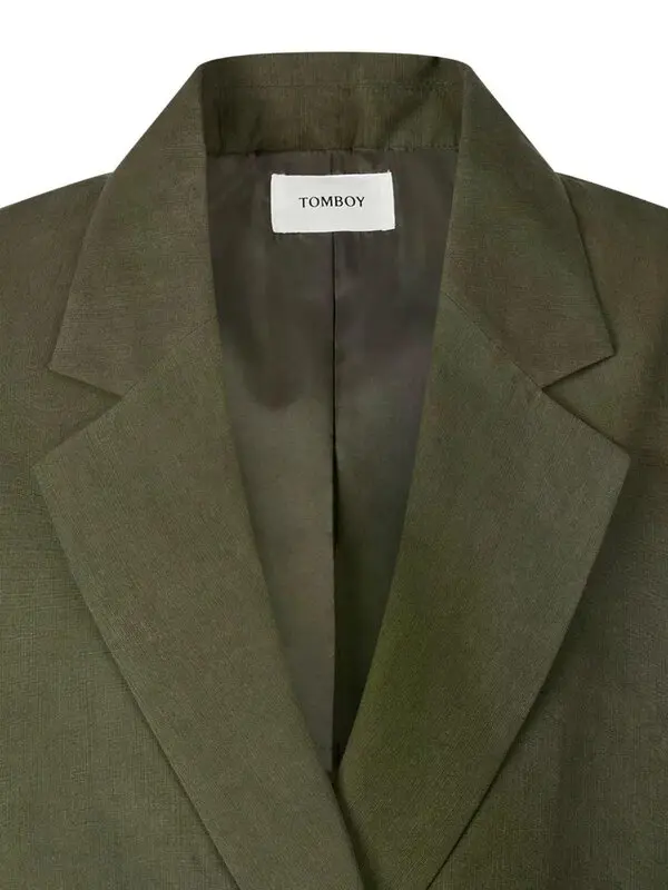 STUDIO TOMBOY Double-breasted Short-sleeve Oversized Jacket - Green