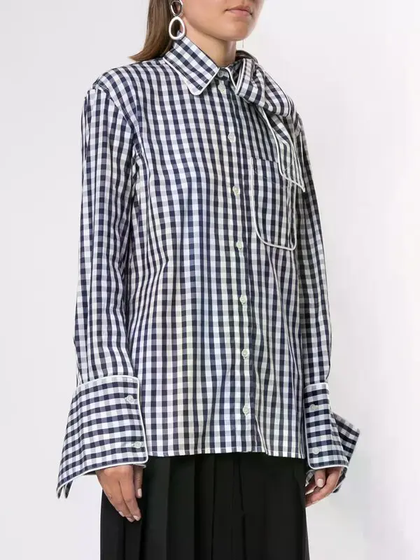 JW Anderson Gingham Shirt With Pussy Bow