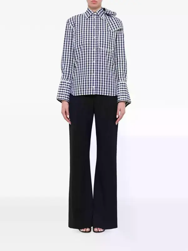 JW Anderson Gingham Shirt With Pussy Bow - Blue
