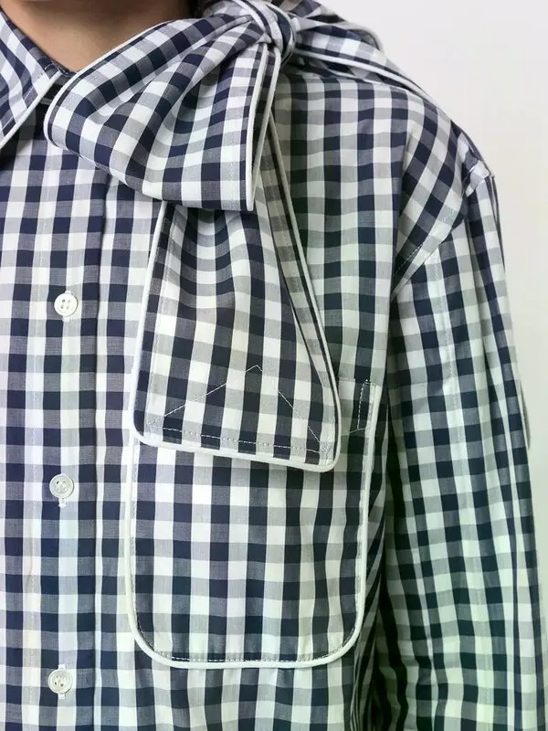 JW Anderson Bow-embellished Gingham Shirt