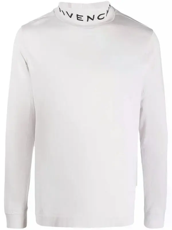 Givenchy Logo Collar Long-sleeved Shirt - Grey
