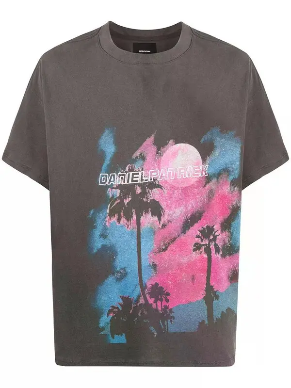 DANIEL PATRICK Graphic-print Crew Neck T-shirt - Grey