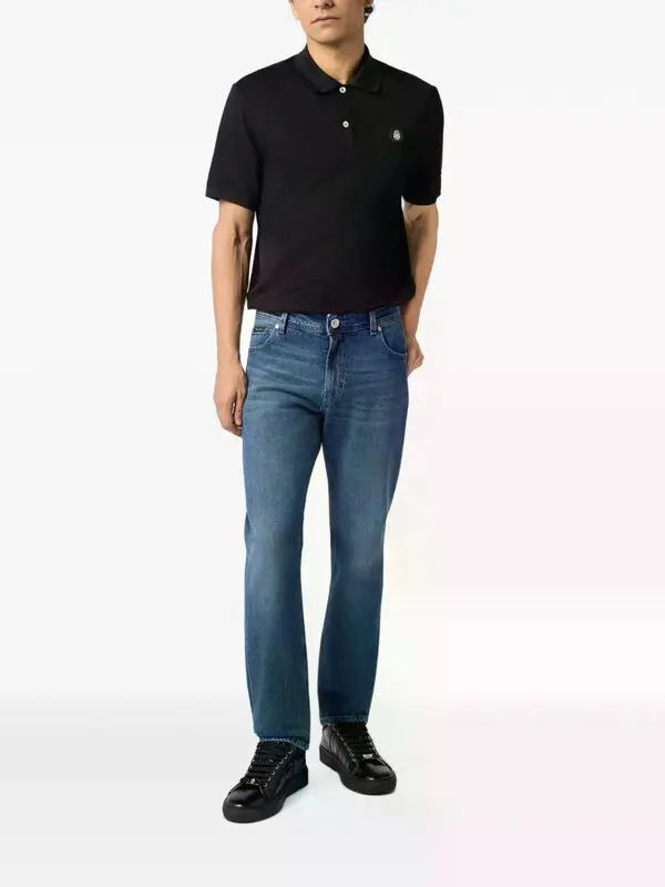 BILLIONAIRE Logo-patch Polo Shirt - Black