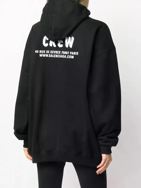 Balenciaga Crew Print Oversized Hoodie