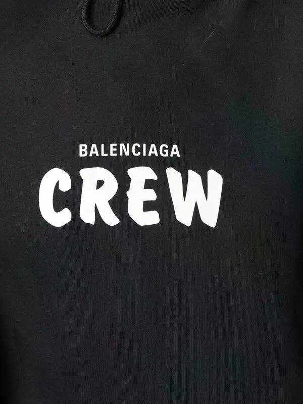Balenciaga Crew Print Oversized Hoodie