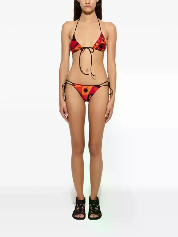 Emilio Pucci Iridescent Print Side-tie Bikini Bottoms - Red