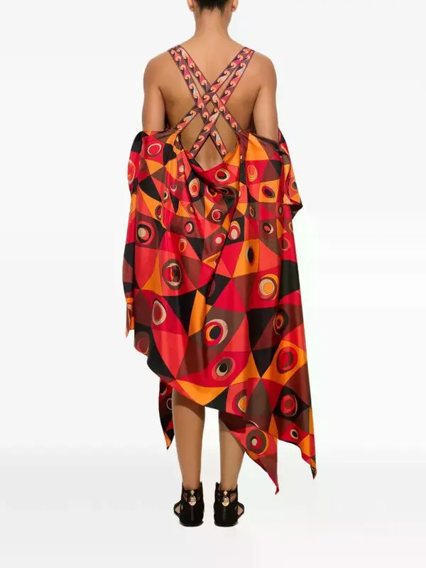 Emilio Pucci Long Foulard Dress With Occhi Print - Red