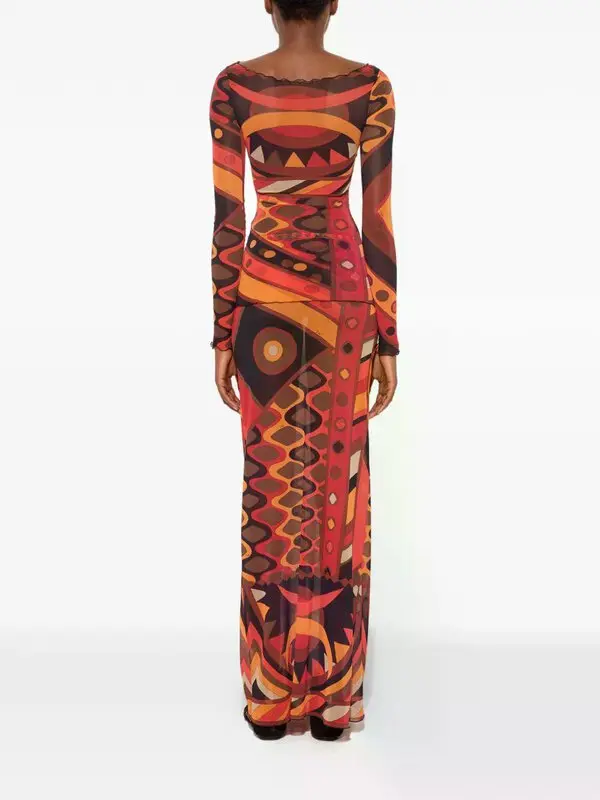 Emilio Pucci Printed Mesh Maxi Skirt