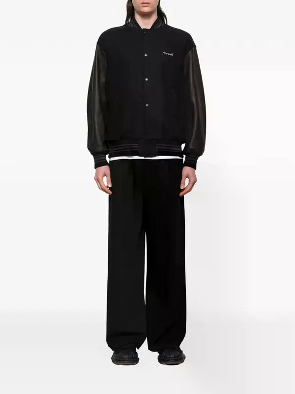 VOWELS Logo-embroidered Wool Varsity Jacket - Black