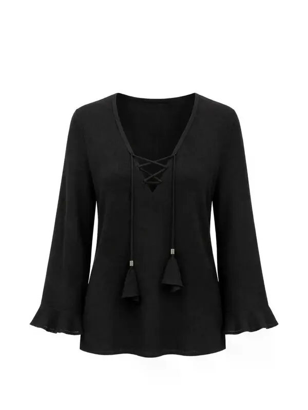Dorothee Schumacher Ruffled Cuff Lace-up Top - Black