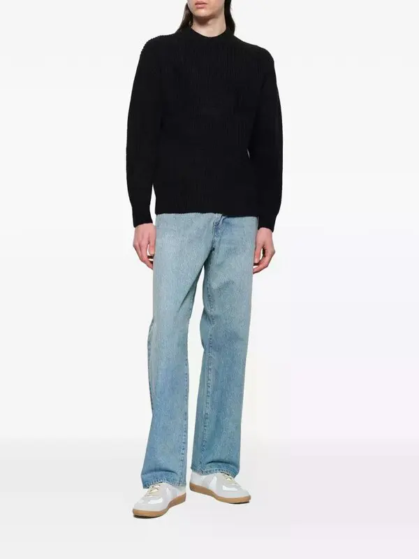 VOWELS Ribbed Knit Crew Neck Sweater