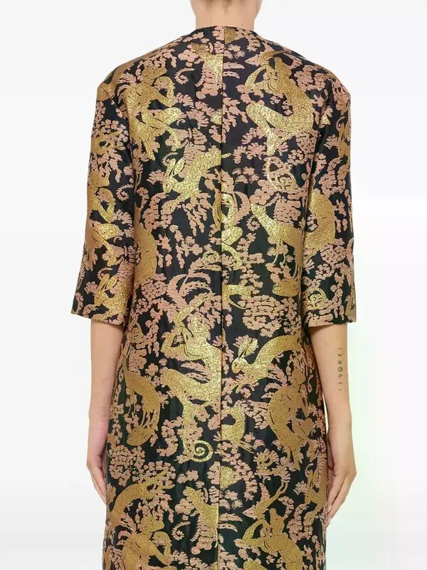 LANVIN Jacquard-patterned Button-front Coat - Gold