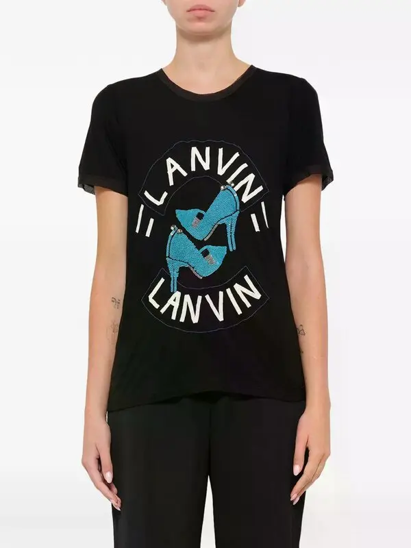 LANVIN Embroidered Jersey T-shirt - Black