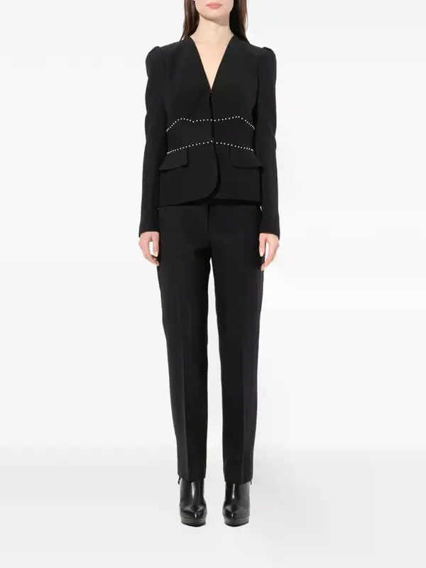 Alexander McQueen Embellished V-neck Jacket - Black