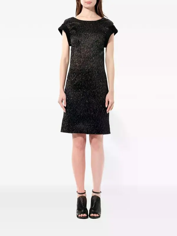 Balenciaga Crewneck Mini Dress With Cap Sleeves - Black