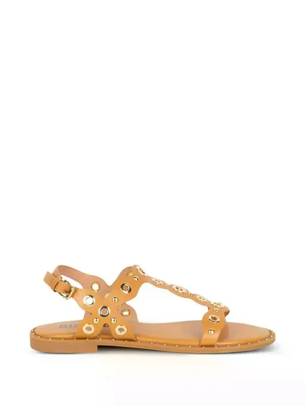 BIBI LOU Eyelet Embellished Studded Sandals - Brown
