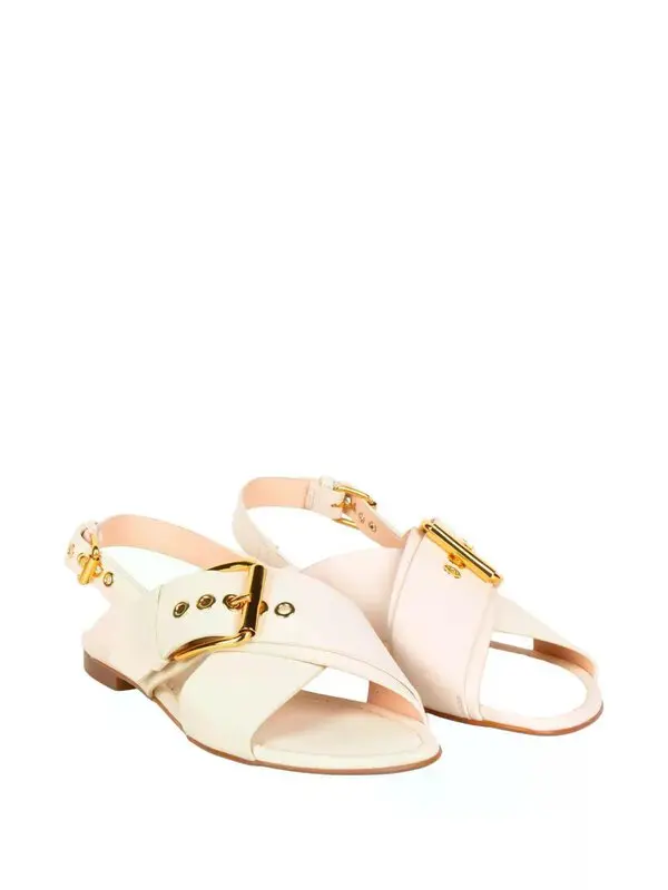 Agl Off-white Leather Criss-cross Sandals - Neutrals