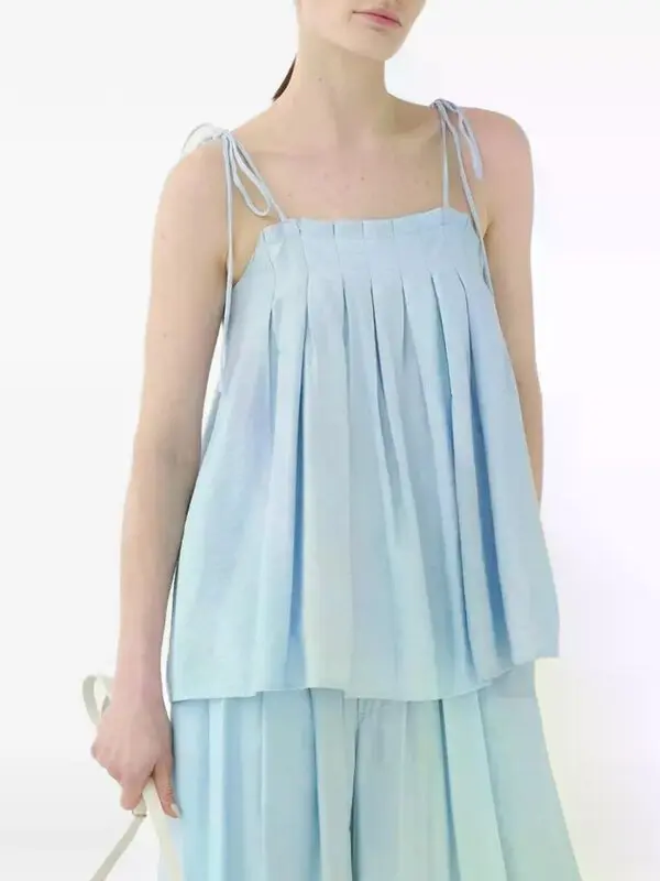 ELEH Pleated Spaghetti-strap Top - Blue