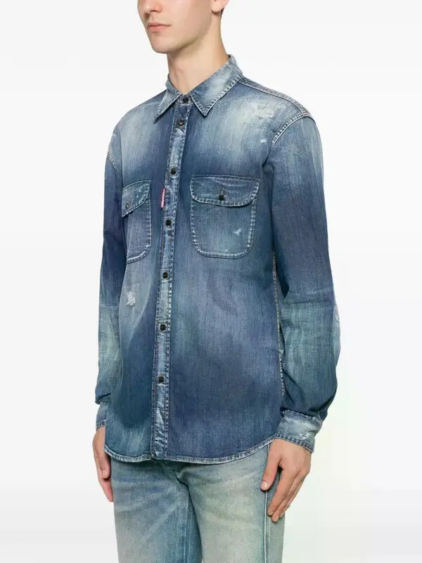 Dsquared2 Canadian Distressed Denim Shirt