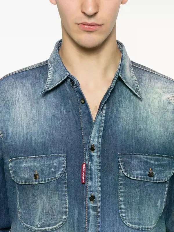 Dsquared2 Canadian Distressed Denim Shirt