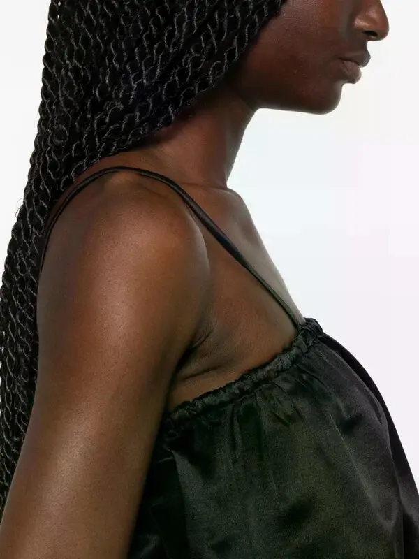 Soft Goat Gathered Spaghetti-strap Blouse