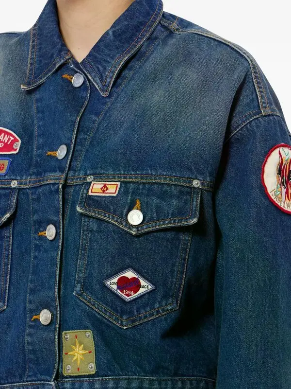 Isabel Marant Étoile Demia Embroidered Patchwork Denim Jacket