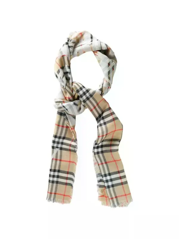 Burberry Checked Frayed Scarf