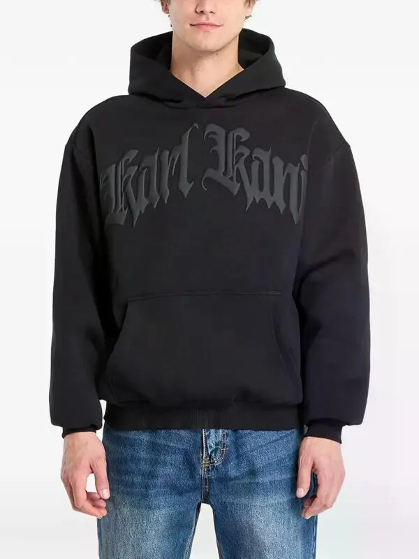 KARL KANI Old English Logo-appliqué Hoodie - Black