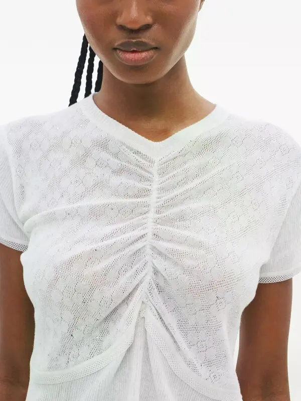 AREA Crystal Embellishment Ruched Top