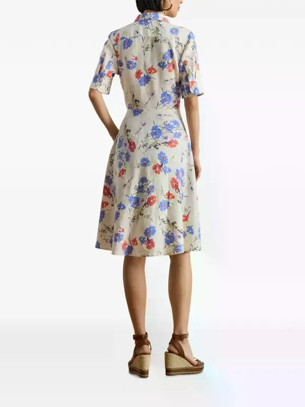 Ralph Lauren Floral Print Tie-front Midi Shirtdress