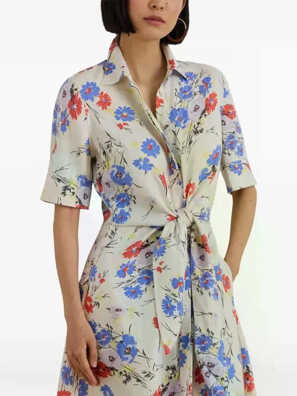 Ralph Lauren Floral Print Tie-front Midi Shirtdress