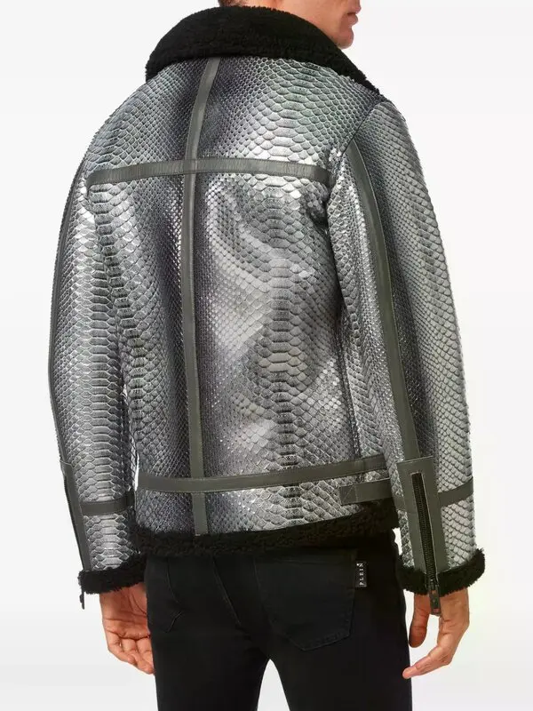 Philipp Plein Metallic Python-skin Jacket